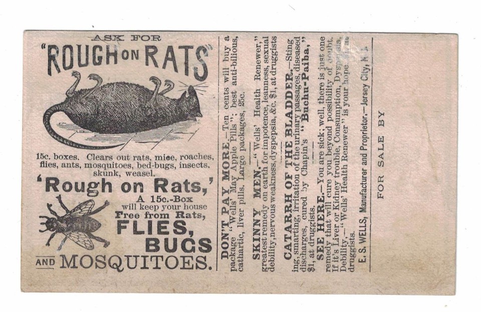 Rough on Rats Poison Trade Card Silhouette Family Chasing Rat | eBay