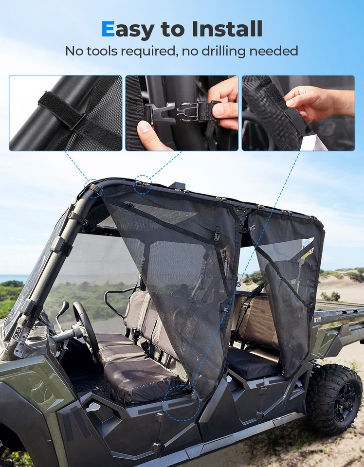 UTV Soft Upper Window Net Mesh Cab Enclosure for 2020-2024 Tracker ...