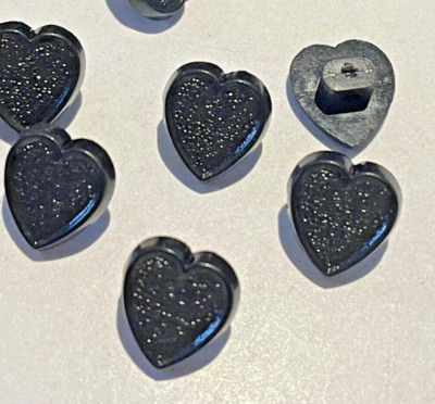 10 Black Heart Buttons Shank 11mm Plastic Hearts A37-49 AUSSIE SELLER ...
