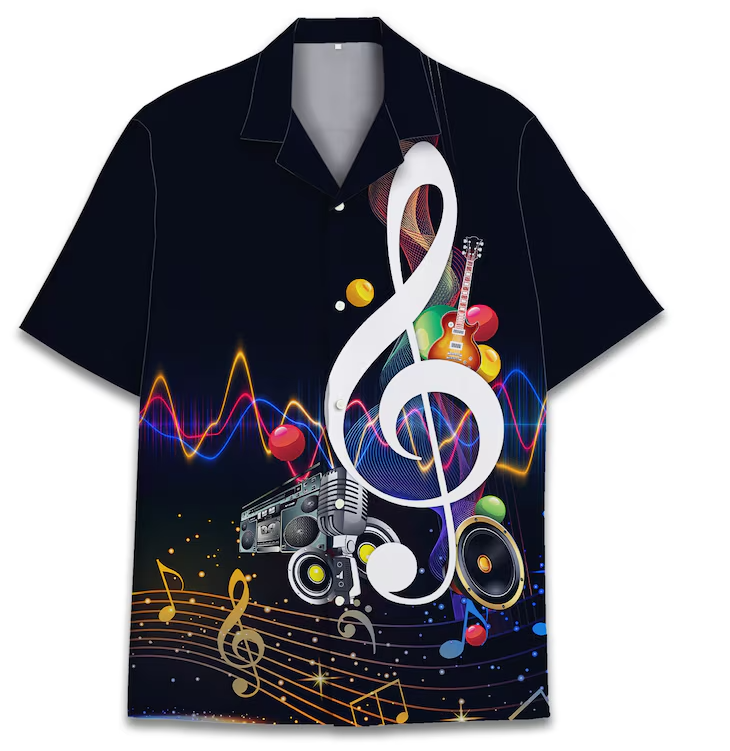 Music Hawaiian Shirt, Music Note Hawaiian Shirt, Music Lover Gift ...