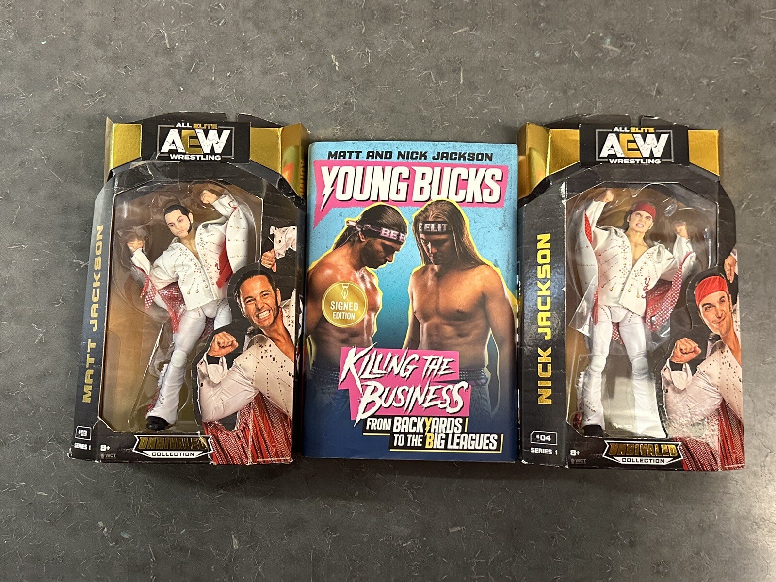 AEW Unrivaled Young Bucks figures ( Series 1 ) with autographed Bucks ...