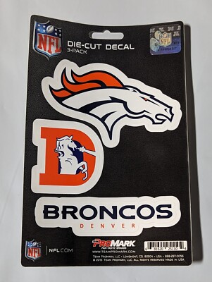 Denver Broncos 3-Pack Die-cut Decals Stickers Sheet Measures 5" x 7 ...