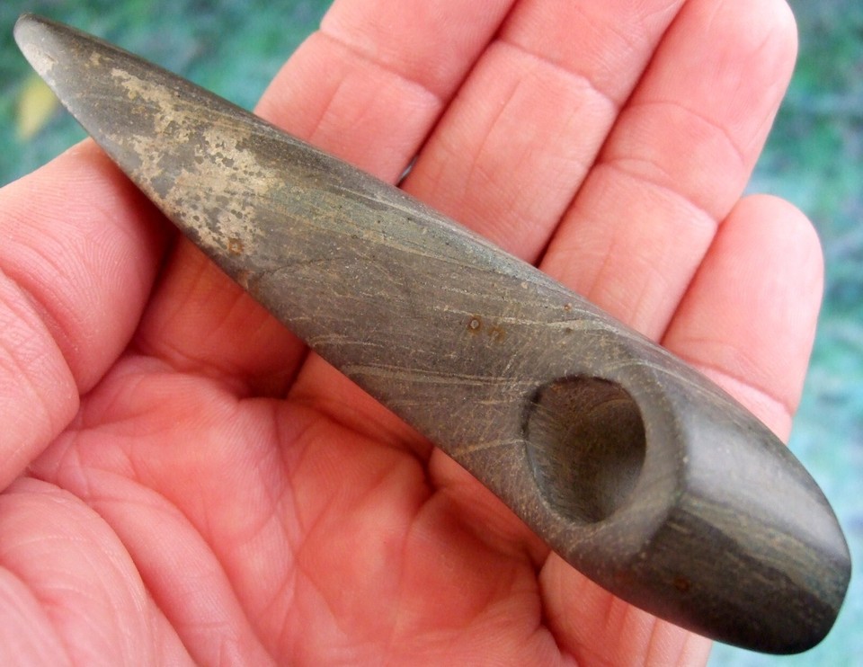 Super Fine 4 1/2 inch Ohio Slate Geniculate Bannerstone Insight COA ...