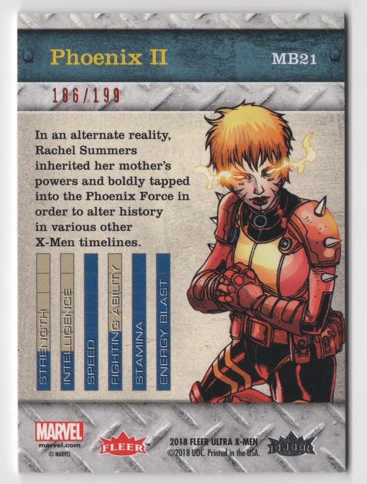 Phoenix II 2018 Fleer Ultra X-Men Precious Metal Gems PMG Card #MB21 ...