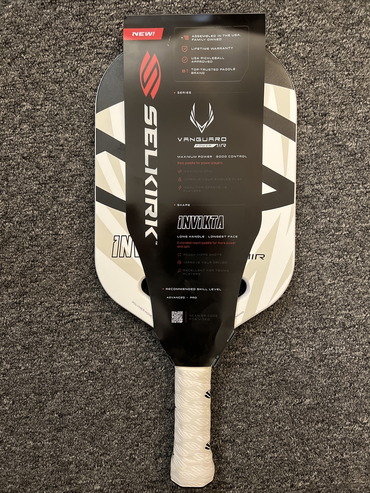 Selkirk Vanguard Power Air Invikta Pickleball Paddle Midweight - Black ...