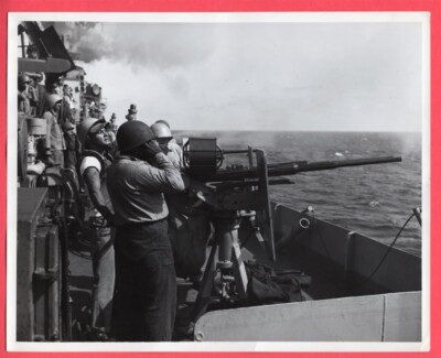 1954 US Navy Ship Testing 20mm Anti-Aircraft Gun Off Korea Original ...