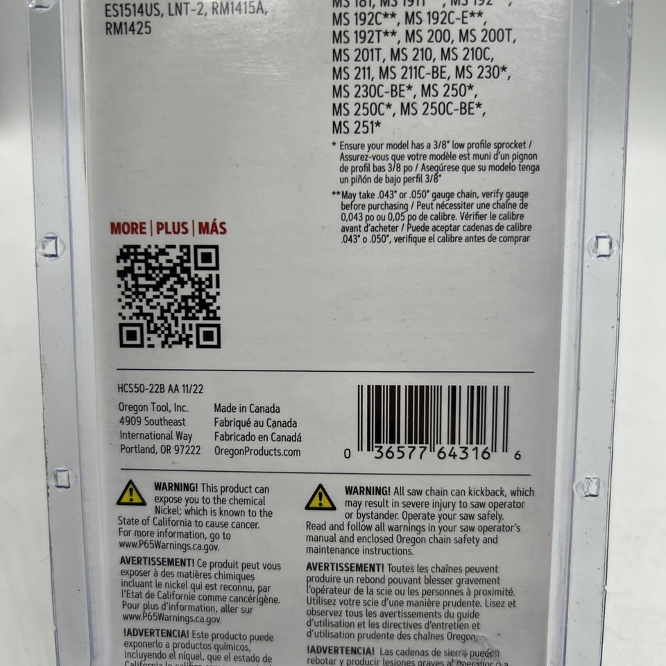Oregon S50 Chainsaw Chain 14" for Echo, Craftsman, Poulan, Makita, Low ...