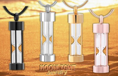 New Hourglass Cremation Hour Glass Urn Keepsake Ashes Memorial Necklace ...