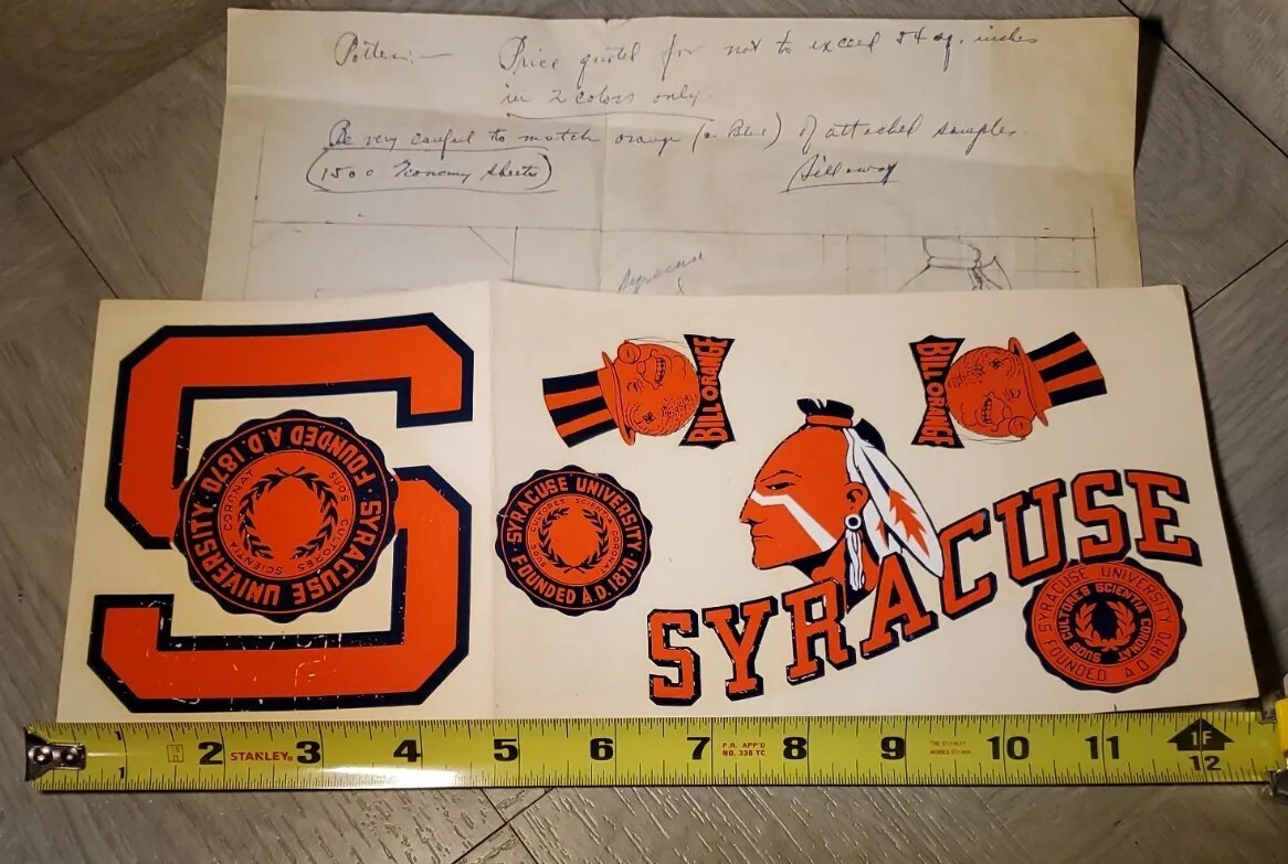 Vintage Syracuse University Decal Prototype Original Artwork Chicago ...
