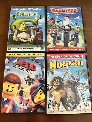 Lot Of 4 Family/Kids DVDs!! Madagascar - Shrek - The Lego Movie ...