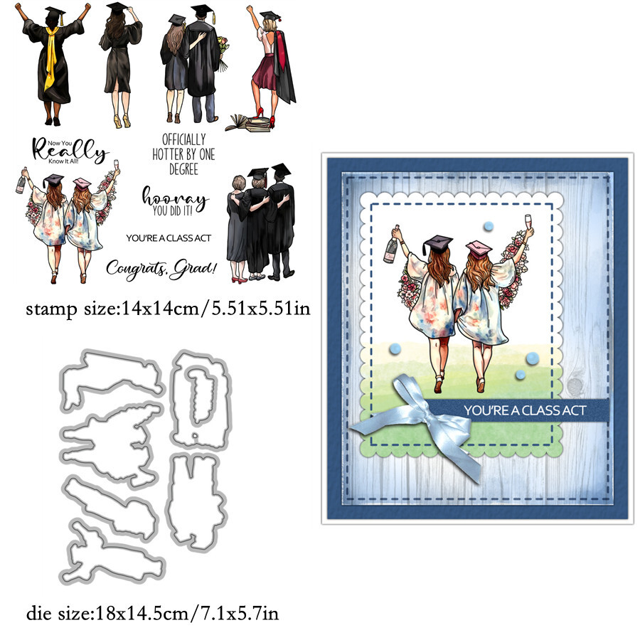 Graduation Grad Metal Cutting Dies Clear Stamps Set Card Making ...