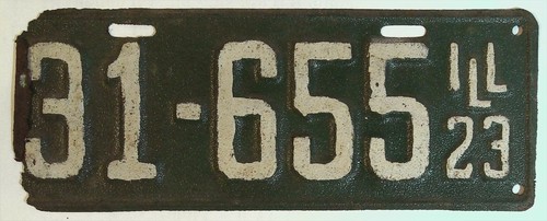 Illinois IL License Plate Tag Vintage 1923 # 31-655 V | eBay
