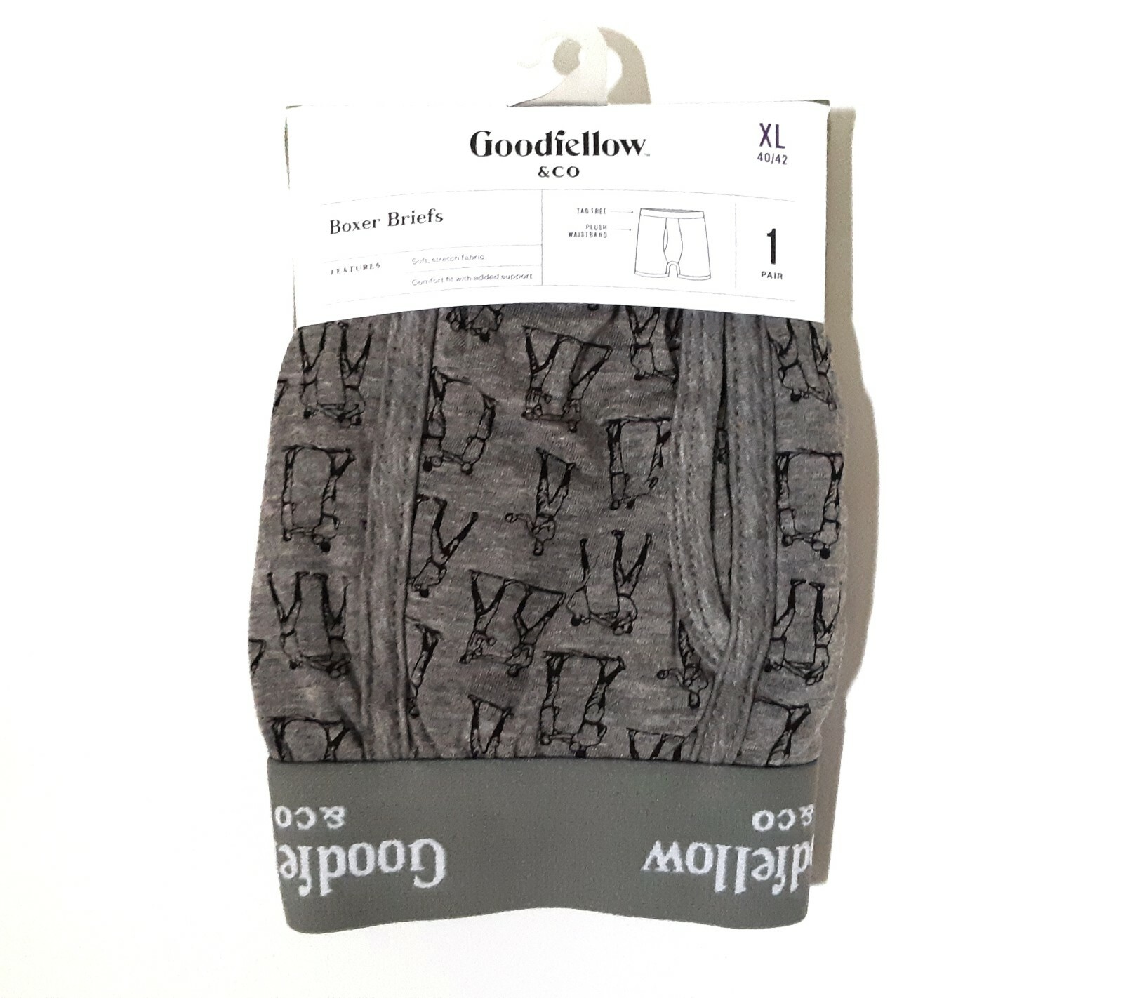 Goodfellow & Co Mens Boxer Briefs Size S XL Boxing Print Gray Soft ...