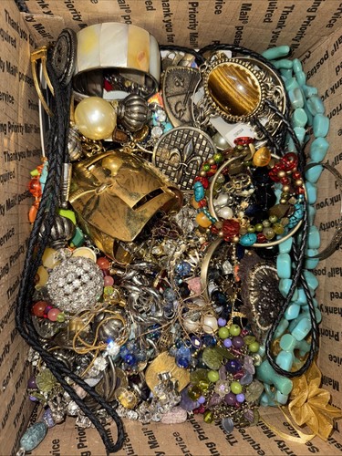 Vintage/new/used Jewelry Lot 13 Plus lbs Necklace Brooches Earrings ...