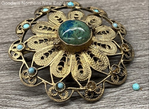 925 Marked Sterling Silver Vintage Filigree Wire Work Pendant Pin ...