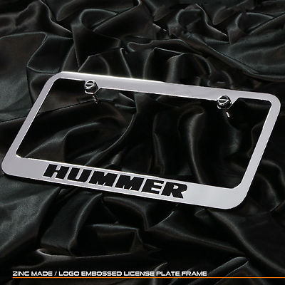 Hummer Humvee Chrome Black Cast Zinc Metal License Plate Frame Logo ...