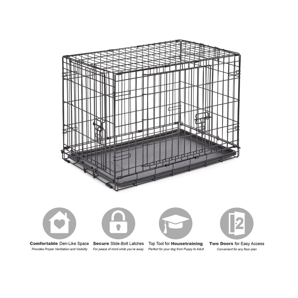 New World Newly Enhanced Double Door New World Dog Crate, Includes Leak ...