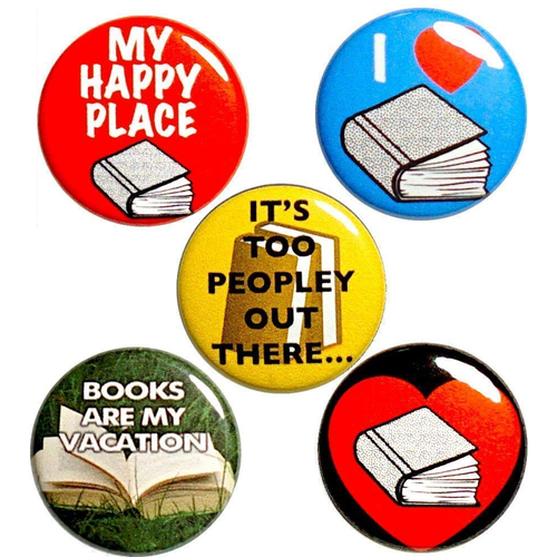 I Love Reading Pin Buttons 5 Pack of Introvert Backpack Jacket Pins 1 ...