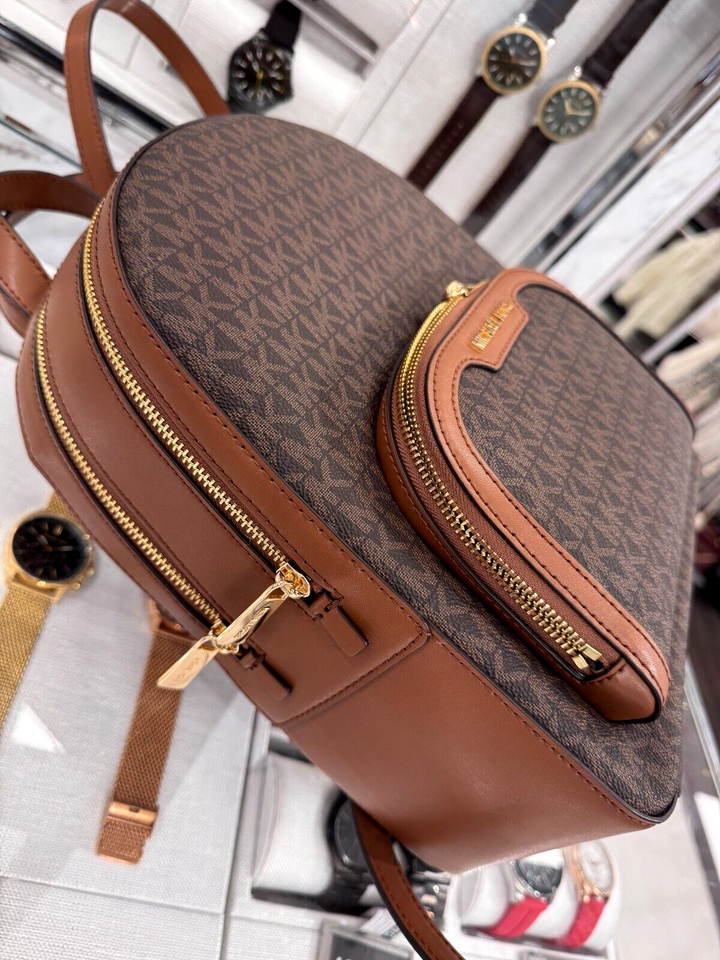 MICHAEL KORS JAYCEE MEDIUM ZIP POCKET BACKPACK BAG Brown | eBay