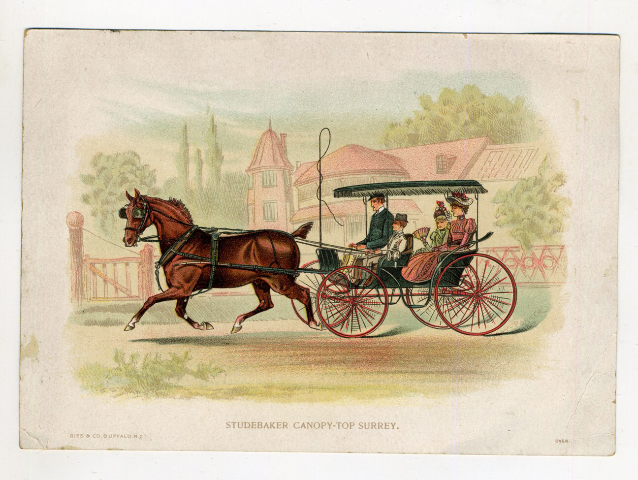 Victorian Trade Card- Studebaker Canopy-Top Surrey- Horse, Buggy ...