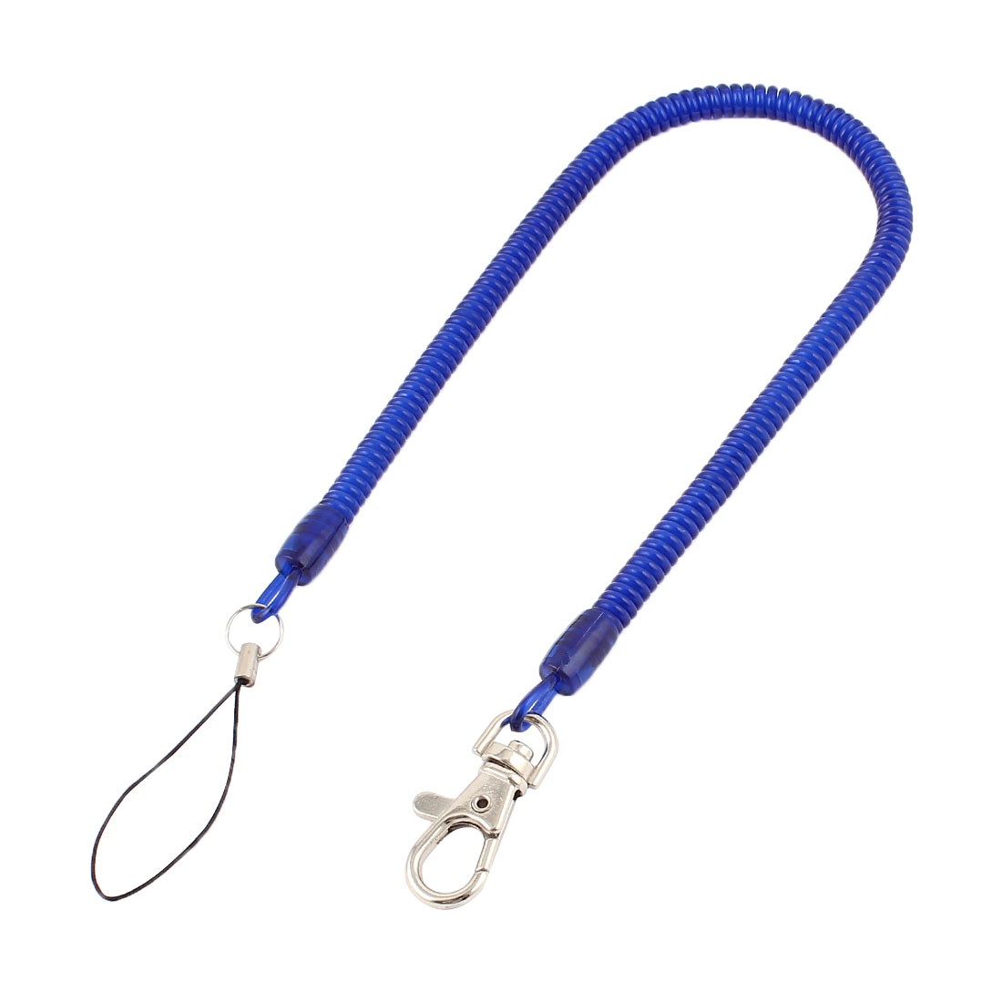 Flexible Lobster Clasp Stretch Coiled Cord Keychain Key Holder Blue 42 ...