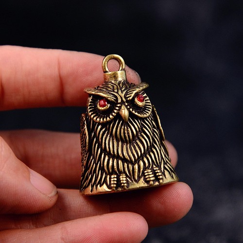Vintage Owl Bell Keychain Brass Bell Car Key Chain Pendant Small ...