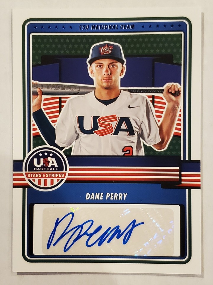 DANE PERRY 2023 Panini Stars & Stripes 15U NATIONAL TEAM BLUE FOIL AUTO ...