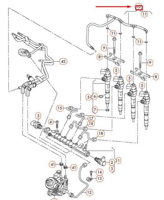 Audi A4 B8 Fuel Overflow Return Line 03L130235AE Genuine for sale ...