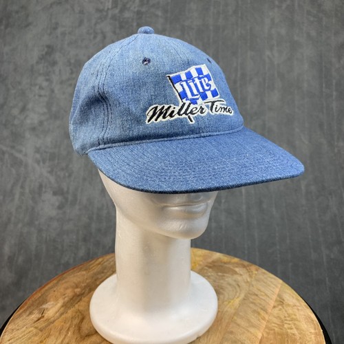 VTG Authentic Miller Lite Time Denim Jean Ball Cap Hat Adult One Size ...