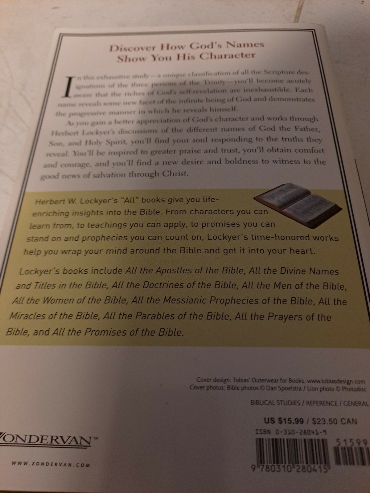 All the Divine Names and Titles in the Bible by Herbert Lockyer (1988 ...