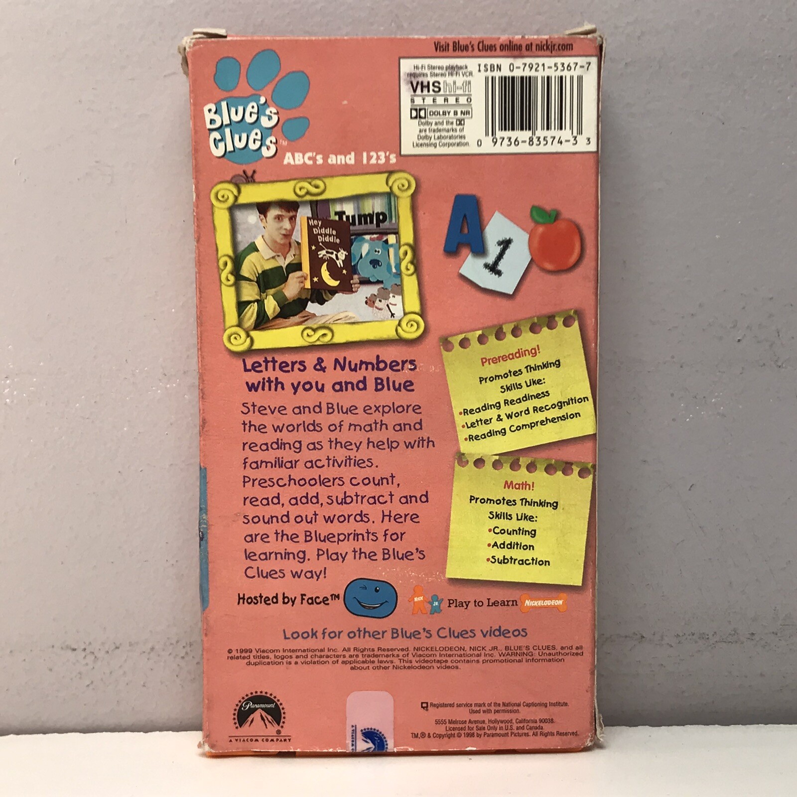 Nick Jr Blue’s Clues ABC’s & 123’s VHS Video Tape BUY 2 GET 1 FREE ...