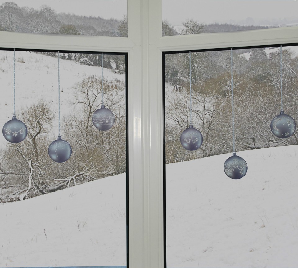 Bauble Window Stickers Clings Reusable Christmas Decorations Quick ...