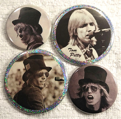 Tom Petty PIN BUTTON LOT Live B/w Top Hat Photos HOLOGRAPHIC ...