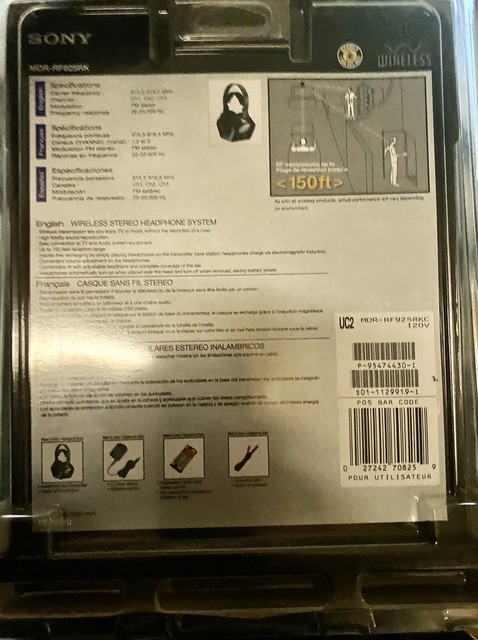 Sony MDR-RF925R Headband Wireless Headphones - Black for sale online | eBay