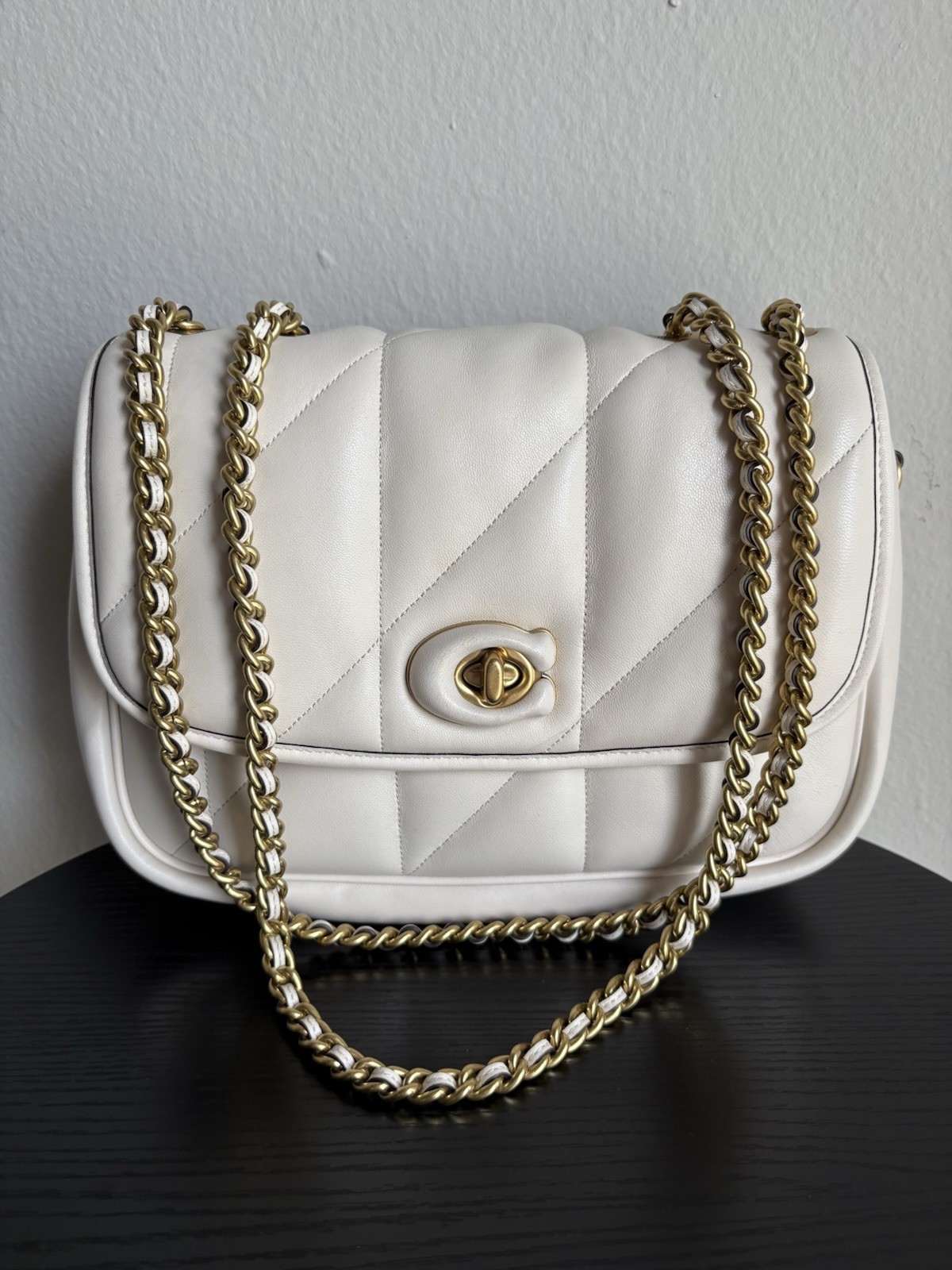 Coach pillow Madison quilted shoulder bag color chalk | eBay