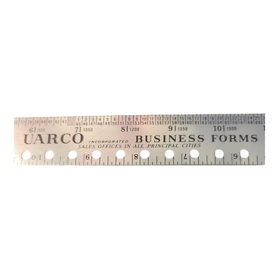 Vintage UARCO INC Business Forms Advertising 16 Inch Metal Ruler Double ...
