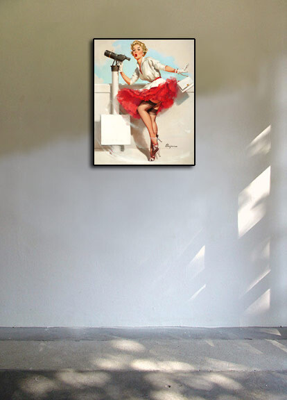 "What a View" Vintage Style Elvgren Pin-Up Girl Telescope Poster ...