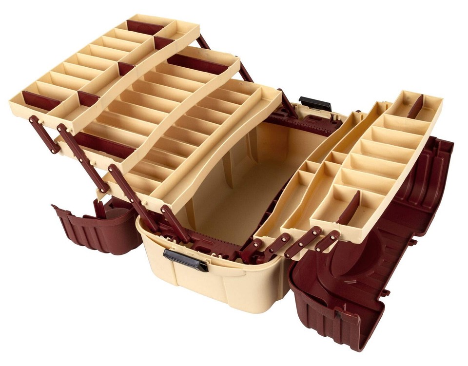 Large Fishing Tackle Box 7 Tray Full Travel Holder Pack Handle-Locking ...