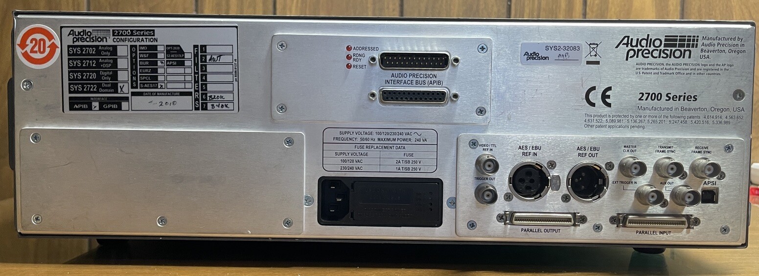 Audio Precision SYS-2722 Analyzer Tested With USB APIB Adapter for sale ...