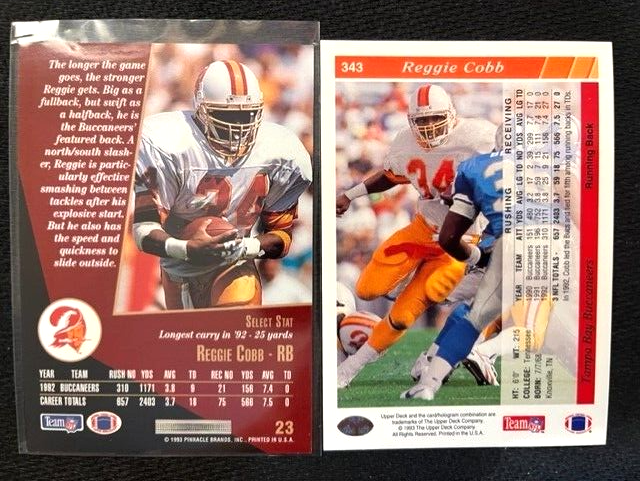 NFL - Reggie Cobb 1993 Score Select & 1993 Upper Deck Football ...