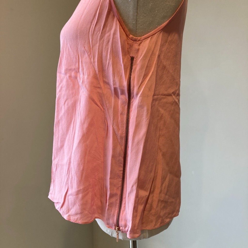 COUNTRY ROAD Pink Silk Tank Top Blouse, Rose Gold Side Zips ~ Size XXS ...
