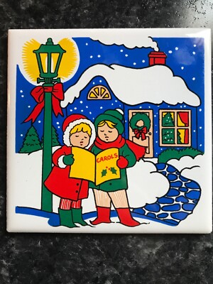 Ceramic Christmas Tile Hot Plate 4”x4” Holiday Carolers | eBay