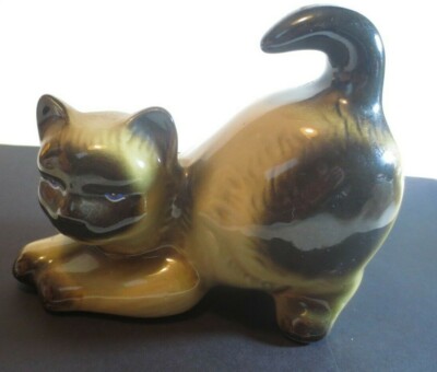 Siamese cat figurine tan black made in Brazil | eBay