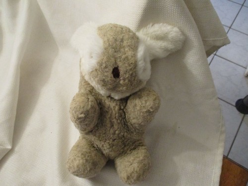 vintage gund tan gray ivory cream bunny rabbit 1981 plush 8" ovey cute ...
