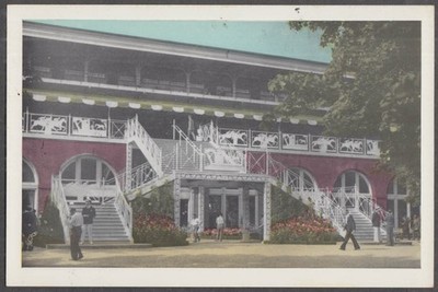 Scrollwork staircase to grandstand at Belmont Park Race Track NY ...