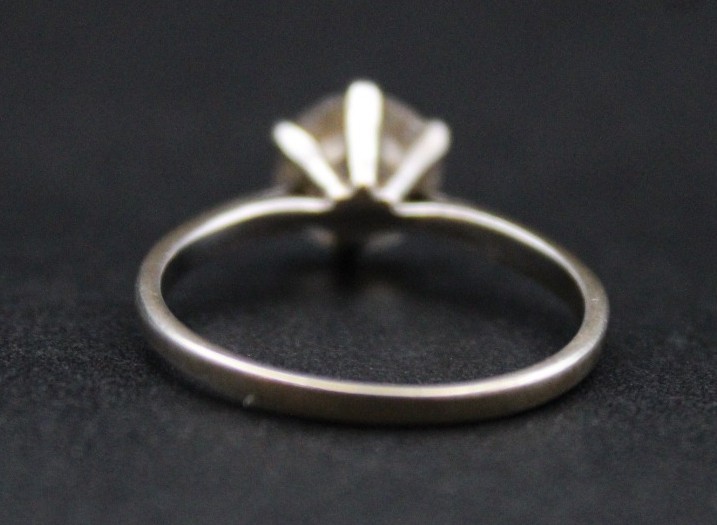.925 STERLING SILVER White CZ Contemporary Solitaire Ring, Size R, 2 ...