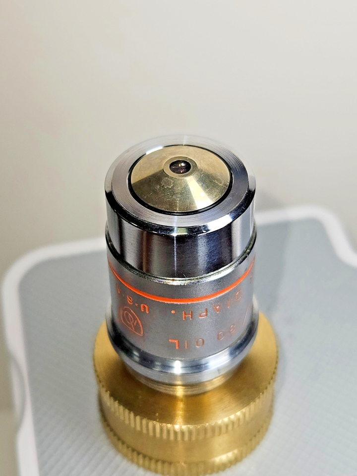 American Optical Cat. 1016 50X Oil Immersion Microscope Objective PLAN ...