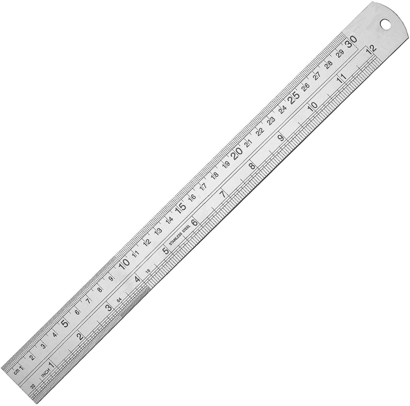 12 Inch Metal Ruler Stainless Steel Sae And Mm Straight Edge Has Inches ...