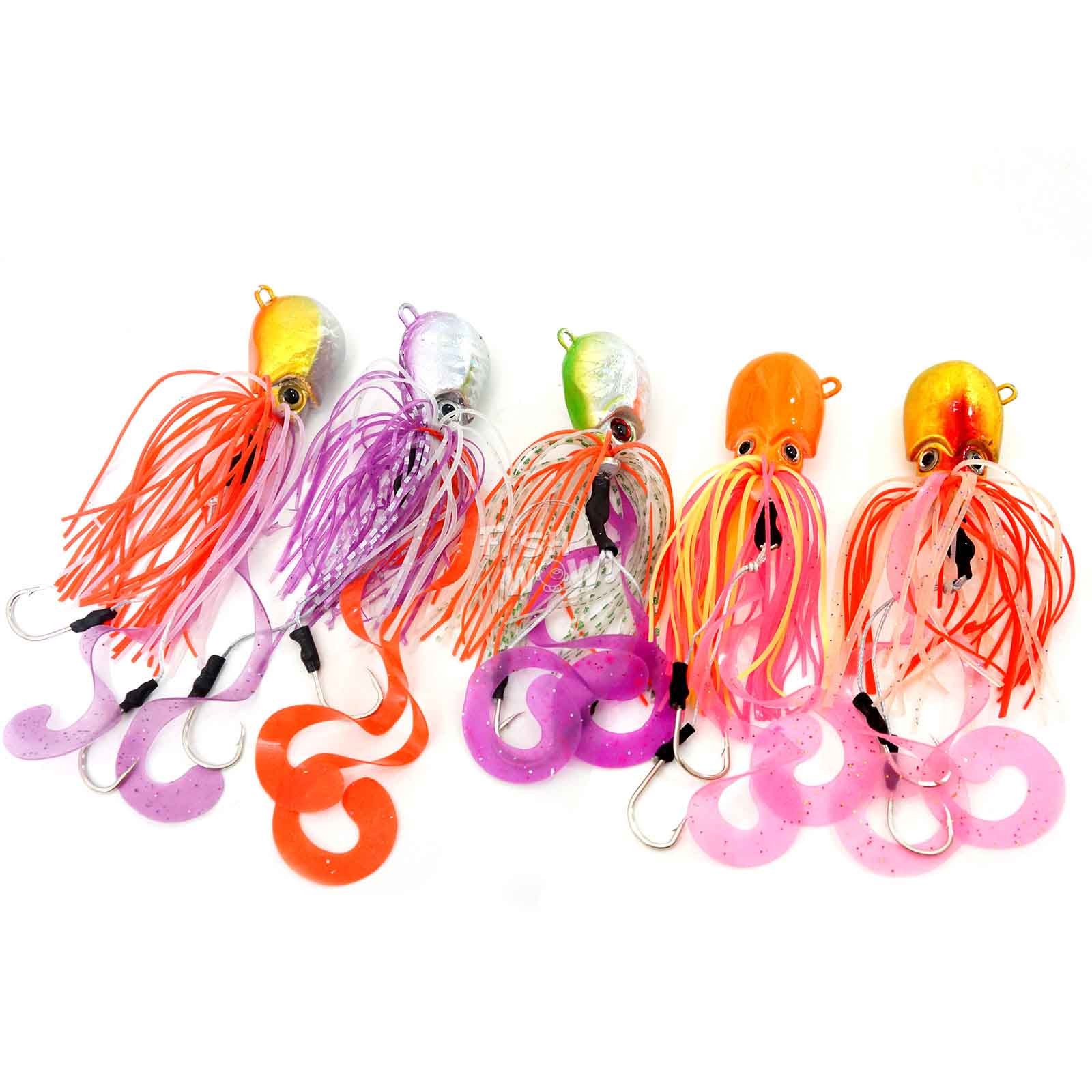 5pcs 4.25oz Fishing Octopus Head Jig Ling cod Saltwater weight Jighead ...