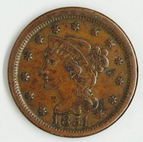 1851 US Mint Braided Hair Large 1 One Cent Coin | eBay